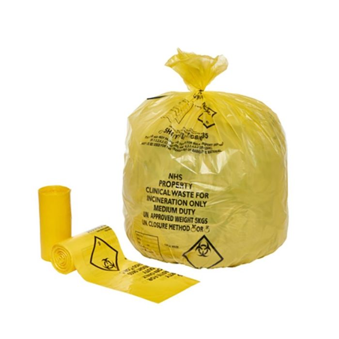 NHS Clinical Waste Sack 10kg Yellow 18x28x39" Pack of 1 | AHP Medicals